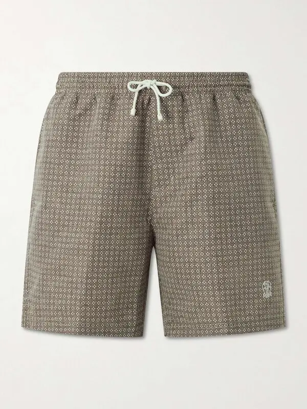 Brunello Cucinelli Straight-leg Printed Swim Shorts - Green