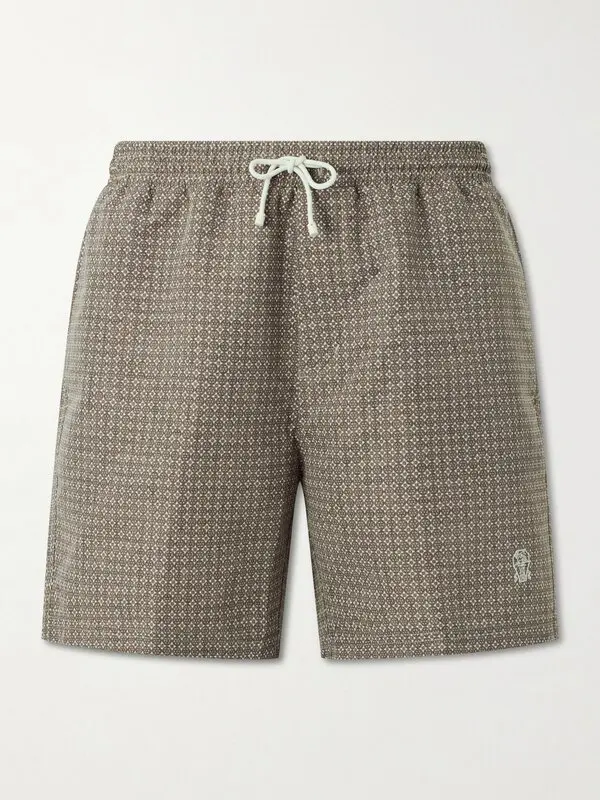Brunello Cucinelli Straight-leg Printed Swim Shorts - Green