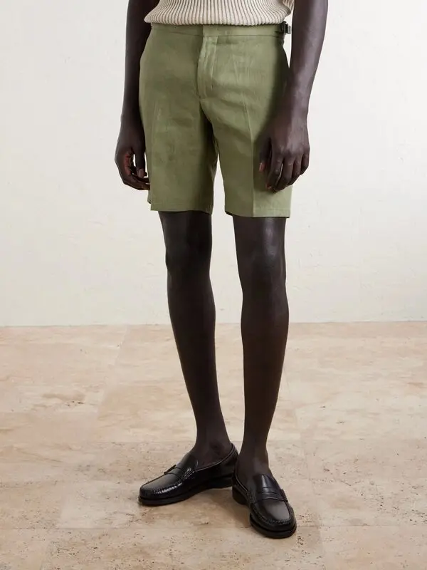 Orlebar Brown Straight-leg Tailored Linen Shorts - Green