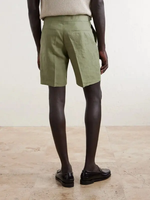 Orlebar Brown Straight-leg Tailored Linen Shorts - Green
