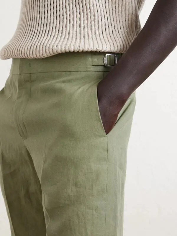 Orlebar Brown Straight-leg Tailored Linen Shorts - Green