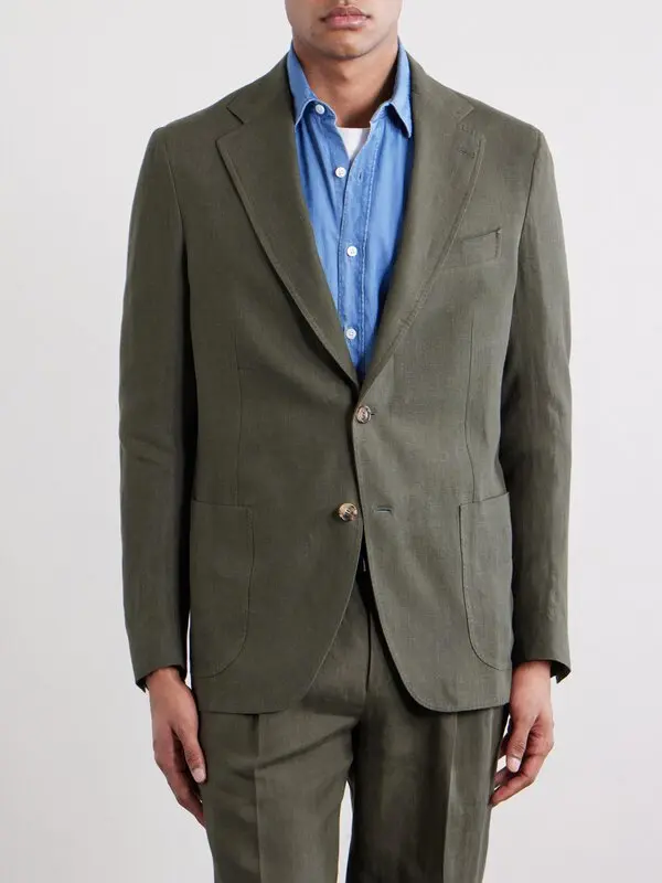 DE PETRILLO Linen Blazer - Green