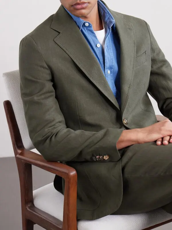 DE PETRILLO Linen Blazer - Green