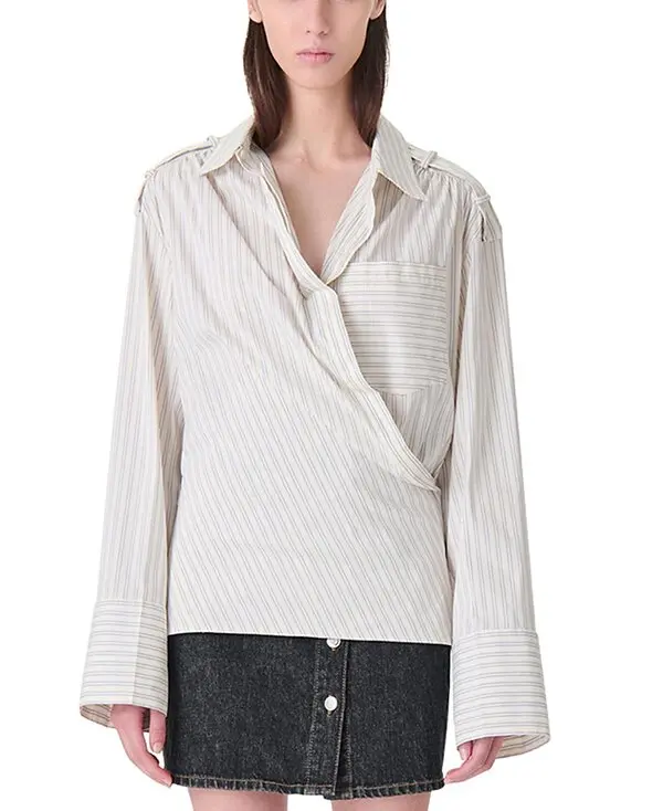 IRO PARIS Lace Poplin Shirt - Vanilla Stripes