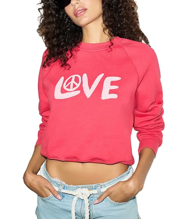 RE/DONE Love And Peace Classic Crewneck Sweatshirt - Heritage Red