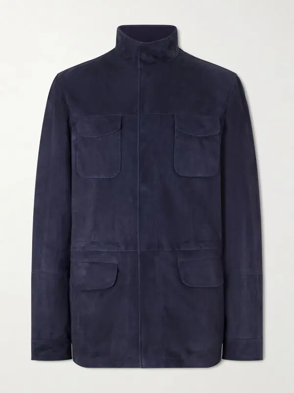 Thom Sweeney Suede Field Jacket - Blue