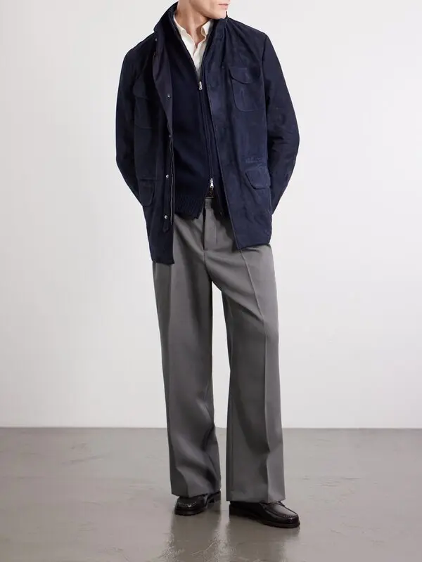 Thom Sweeney Suede Field Jacket - Blue