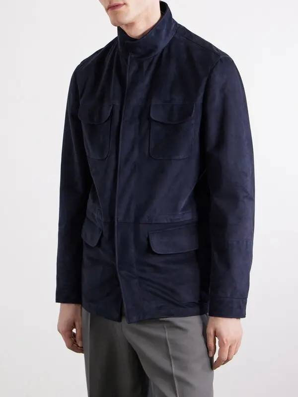 Thom Sweeney Suede Field Jacket - Blue