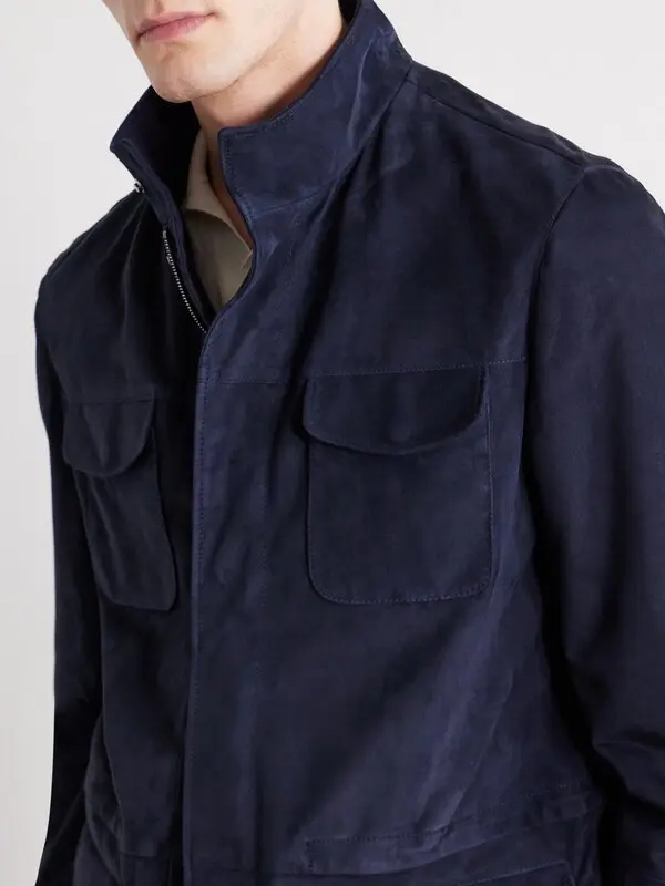 Thom Sweeney Suede Field Jacket - Blue