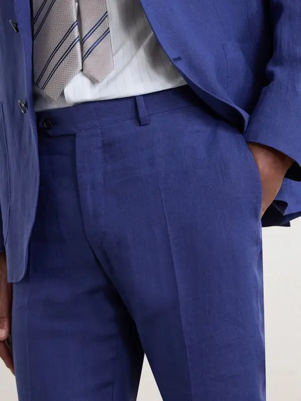 Canali Straight-leg Linen Suit Trousers - Blue
