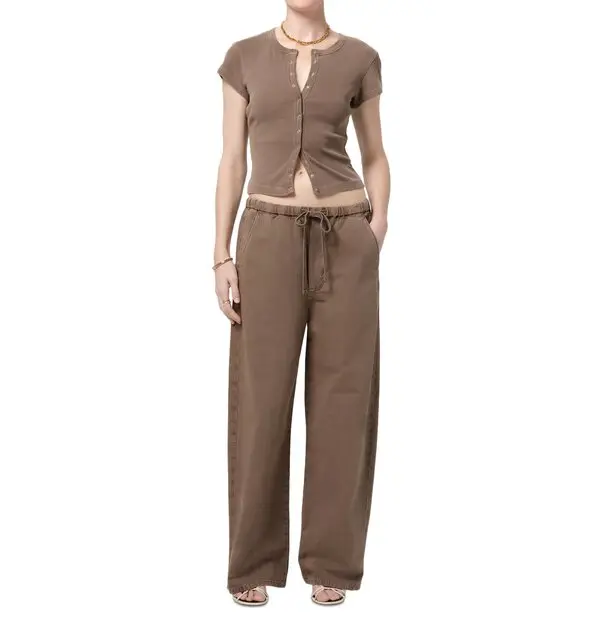Citizens Of Humanity Tabi Short Sleeve Cardigan Sweater - Cocoa