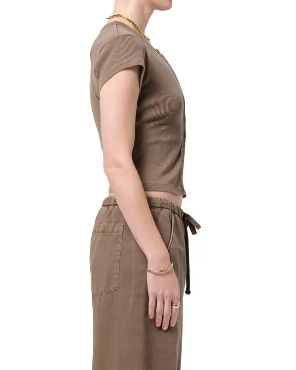 Citizens Of Humanity Tabi Short Sleeve Cardigan Sweater - Cocoa