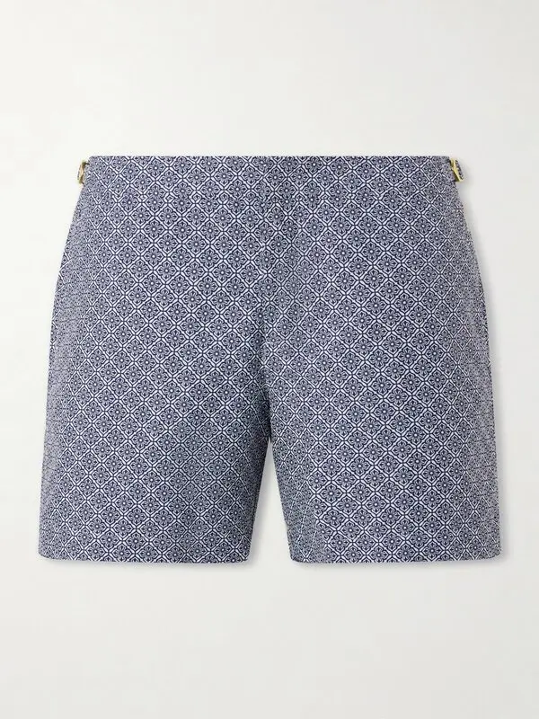 Orlebar Brown Bulldog Straight-leg Mid-length Printed Swim Shorts - Navy
