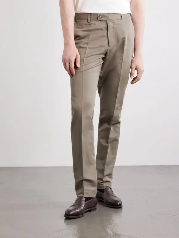 Brioni Straight-leg Linen And Cotton-blend Trousers