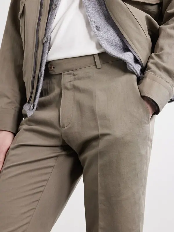Brioni Straight-leg Linen And Cotton-blend Trousers