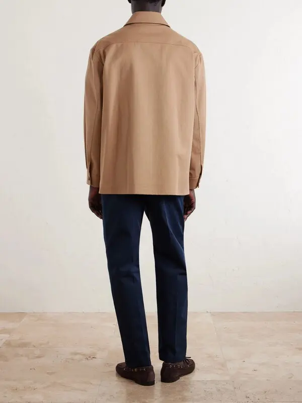 Valentino Garavani Logo-appliquéd Cotton-gabardine Overshirt