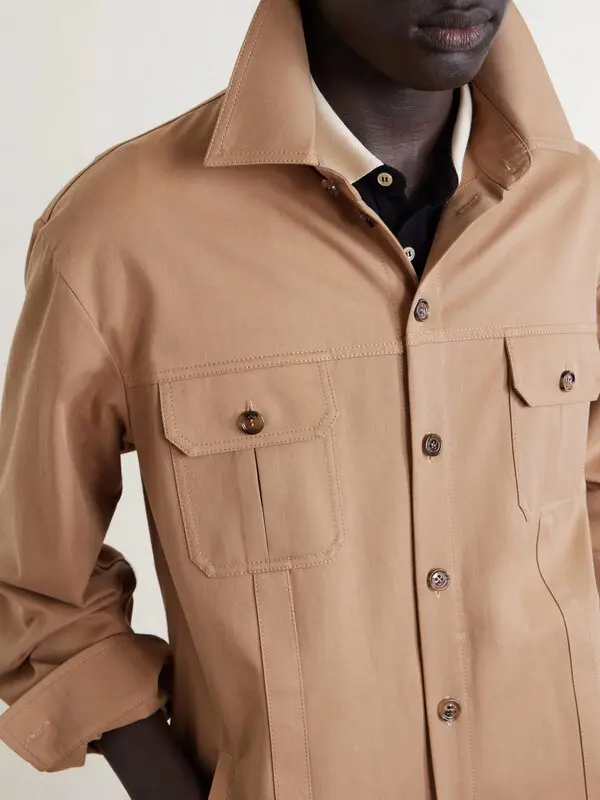 Valentino Garavani Logo-appliquéd Cotton-gabardine Overshirt