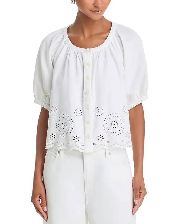 FRAME The Eyelet Resort Shirt - White