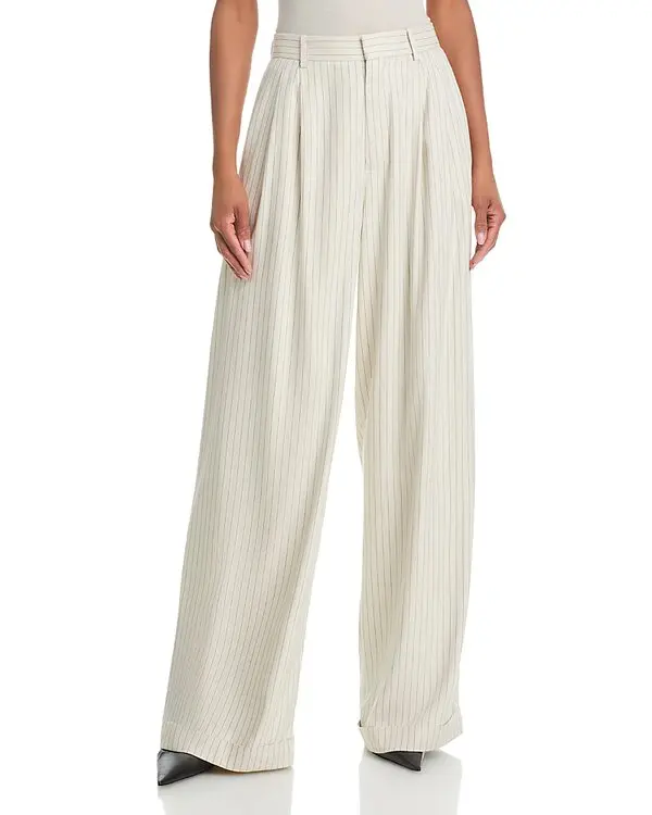 FRAME The Pinstripe Avenue Pants - Cream Multi