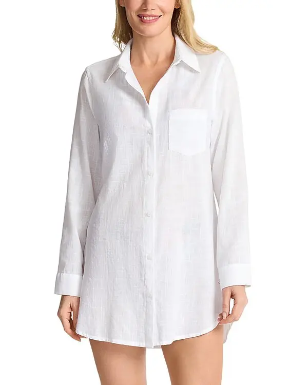 Tommy Bahama Shoreline Boyfriend Shirt Swim Cover-up - White