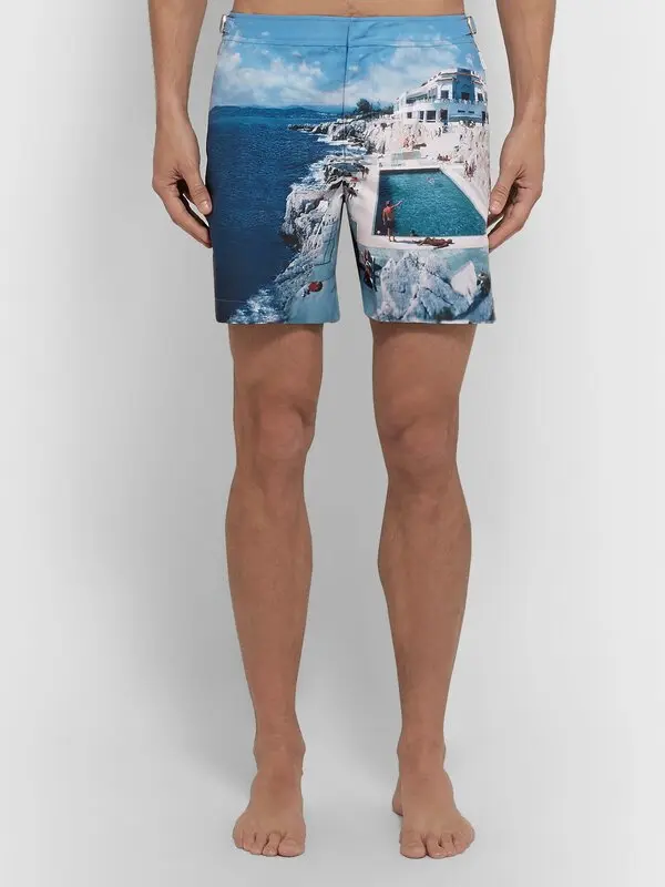Orlebar Brown Bulldog Mid-length Printed Swim Shorts - Blue