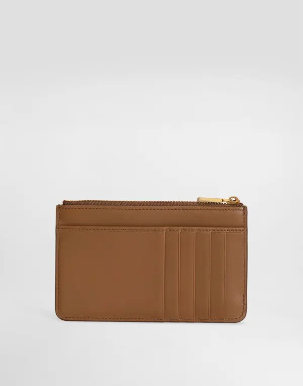 Dolce & Gabbana Calfskin Card Holder With Dg Logo - Brown