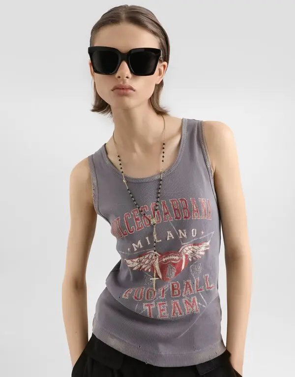 Dolce & Gabbana Ribbed Tank Top With Print