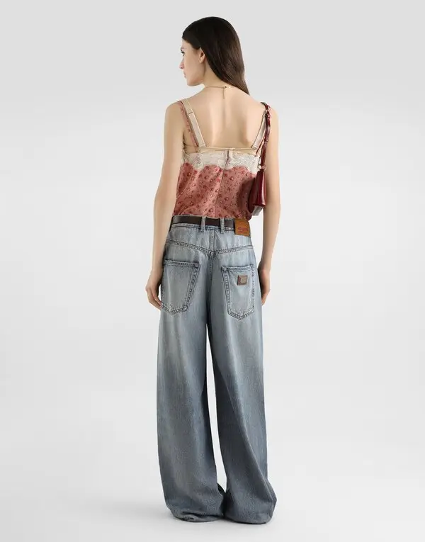 Dolce & Gabbana Rose-print Silk Top