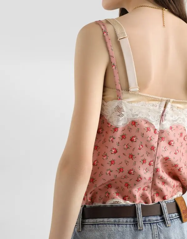 Dolce & Gabbana Rose-print Silk Top