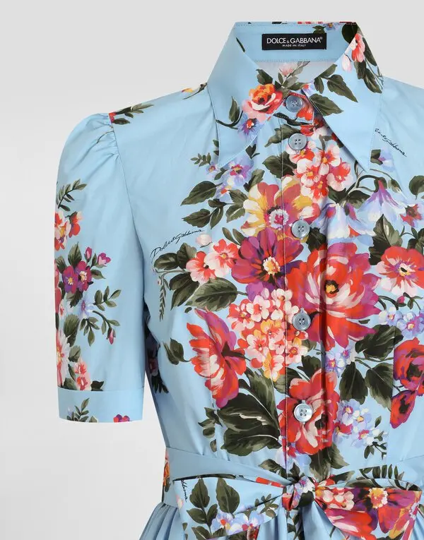 Dolce & Gabbana Flower Bouquet-print Poplin Shirt Dress