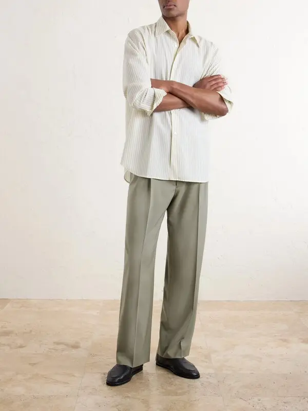 Auralee Striped Wool-poplin Shirt - Neutrals