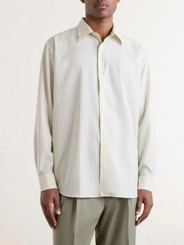 Auralee Striped Wool-poplin Shirt - Neutrals