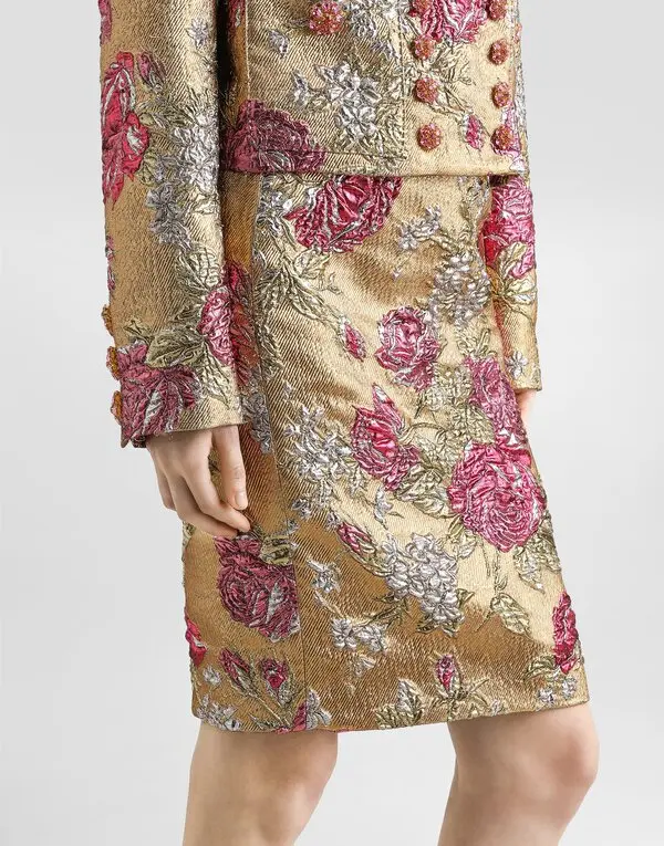 Dolce & Gabbana Fitted Floral Jacquard Skirt - Multicolor