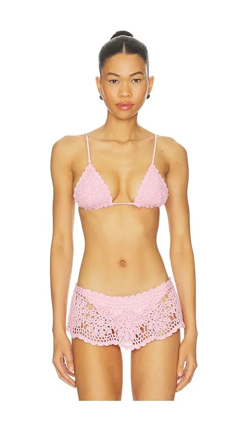 Frankies Bikinis Elena Crochet Bikini Top - Blush