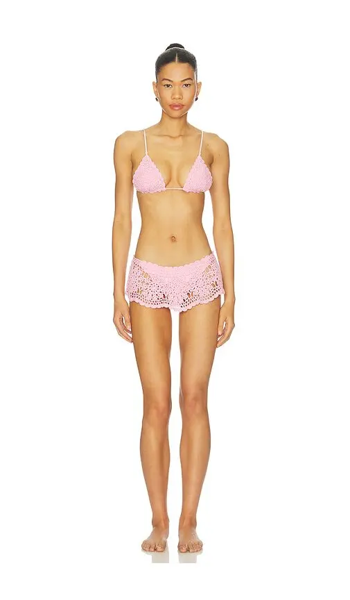 Frankies Bikinis Shelly Crochet Bikini Bottom - Blush