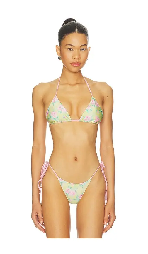 Frankies Bikinis Nick Satin Bikini Top - Nymphaea
