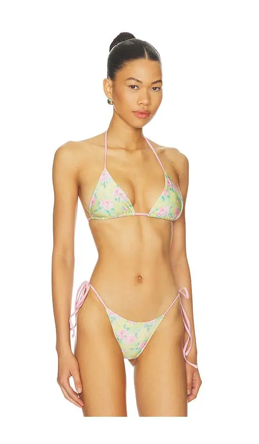 Frankies Bikinis Nick Satin Bikini Top - Nymphaea