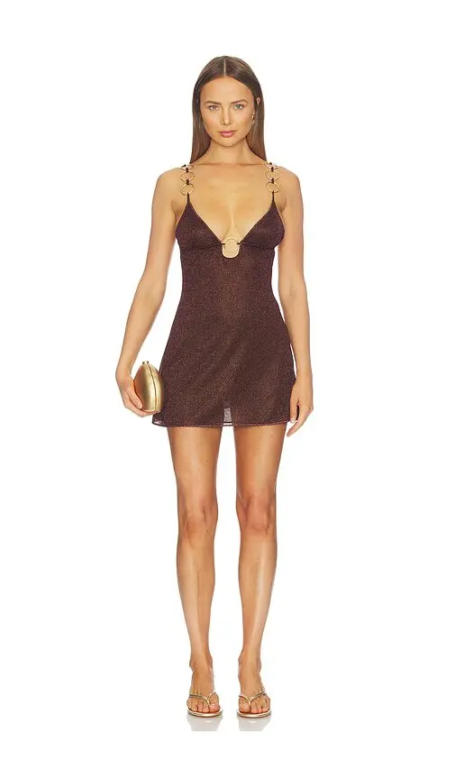 Oseree Lumiere Ring Mini Dress - Chocolate