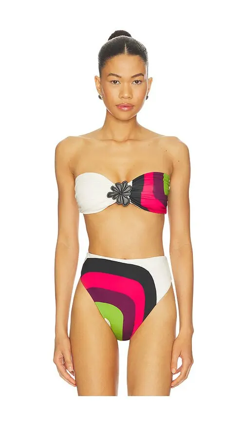 CALA DE LA CRUZ Maple Bikini Top In White,fuchsia - Arco