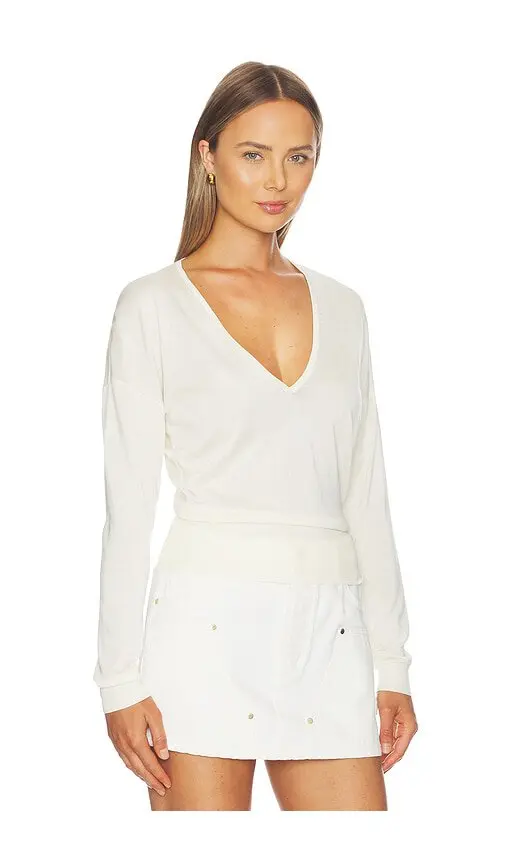 Renggli Silk Cashmere V Neck Sweater - Flat White
