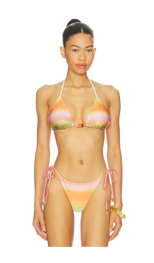 BAOBAB Kaia Bikini Top In Green,orange - Valle Sagrado