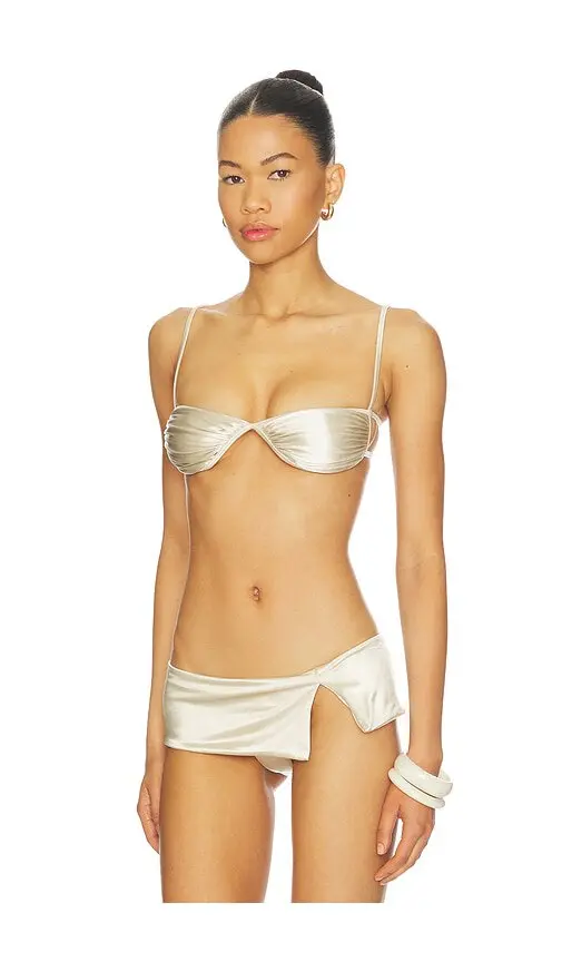 ISA BOULDER Fawning Bikini Top In Metallic