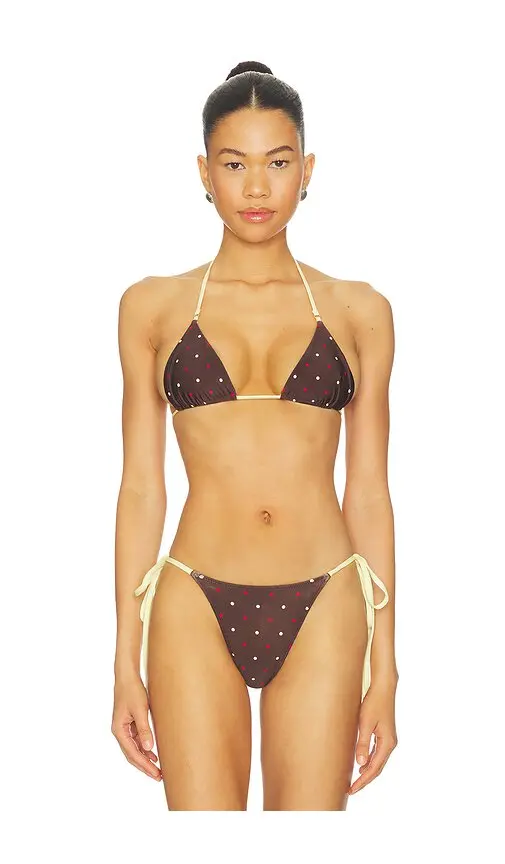 Frankies Bikinis Nick Satin Bikini Top - Honey Bug
