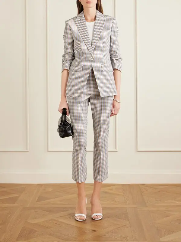 Veronica Beard Clayton Dickie Checked Cotton-seersucker Jacket
