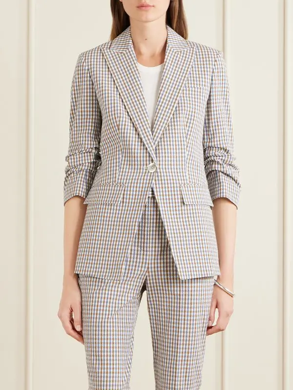 Veronica Beard Clayton Dickie Checked Cotton-seersucker Jacket