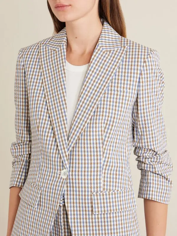 Veronica Beard Clayton Dickie Checked Cotton-seersucker Jacket