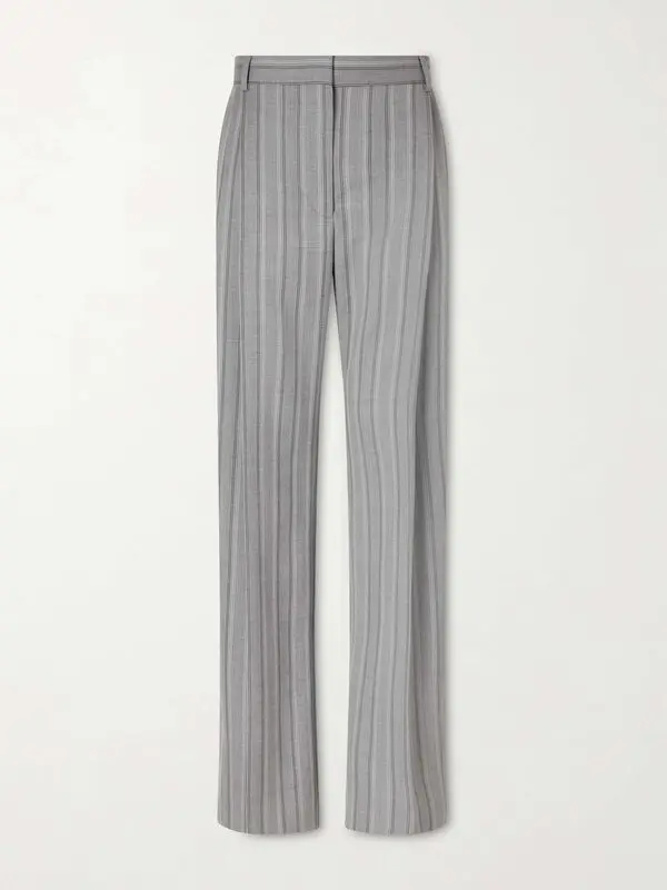 Stella McCartney Striped Low-rise Wool Straight-leg Pants - Gray