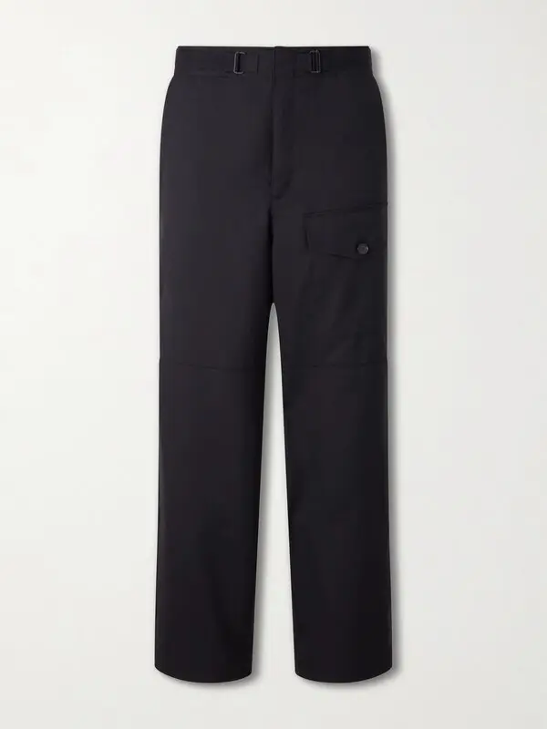 Auralee Wide-leg Wool Herringbone Cargo Trousers - Black