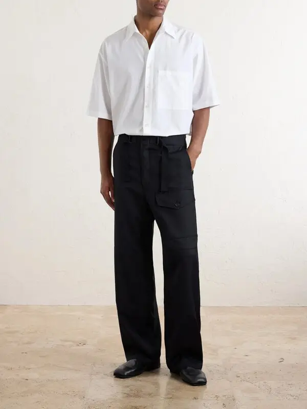 Auralee Wool Herringbone Cargo Trousers