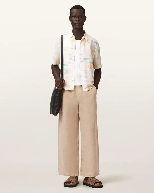 ALLSAINTS Korten Linen-blend Pants - Sand Brown